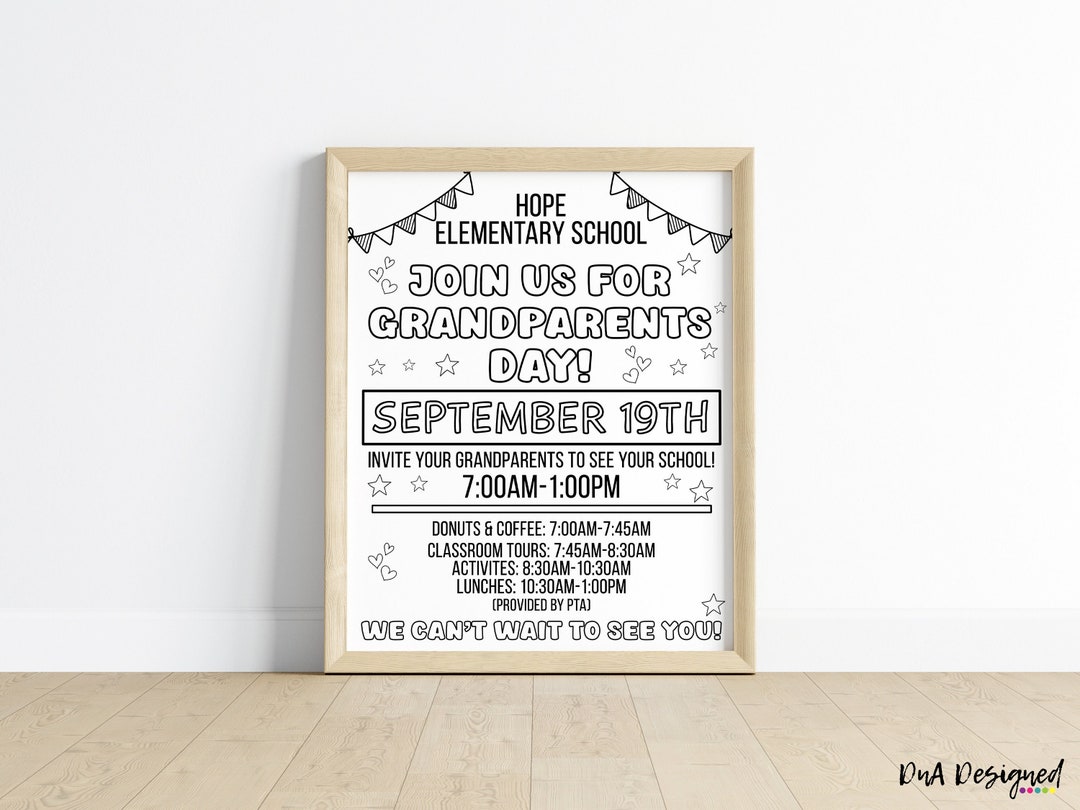 Editable School Grandparents Day Coloring Printable for PTA PTO School ...