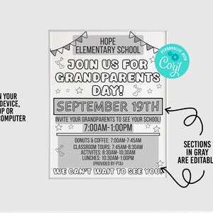 Editable School Grandparents Day Coloring Printable for PTA PTO School ...
