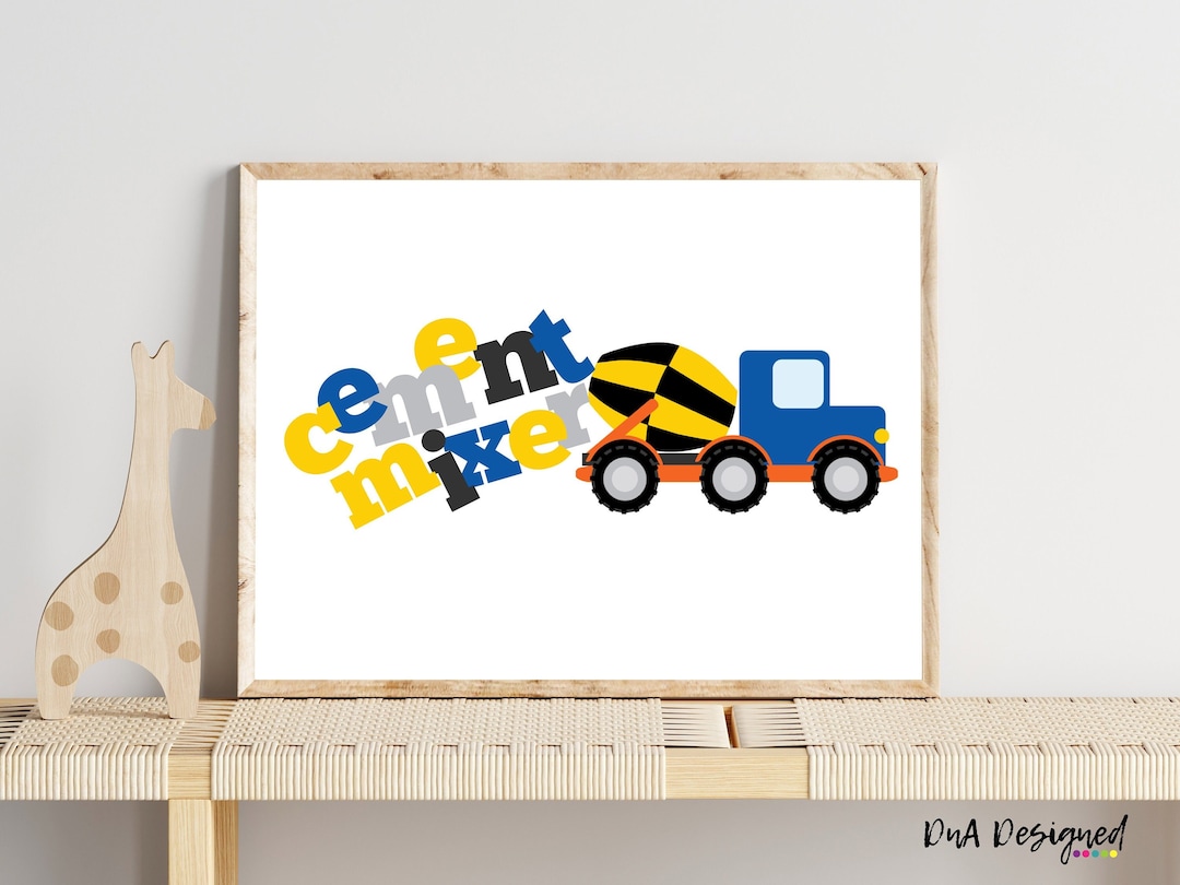 Cement Mixer DIGITAL Print - Instant Download DIY Construction Room Art ...