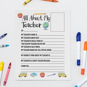 All About My Teacher Activity Page for Teacher Appreciation Week ...