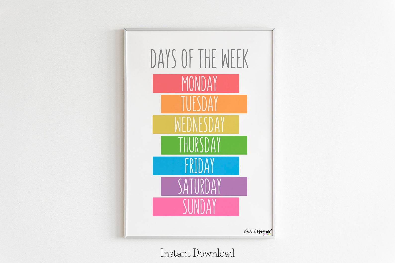 Days of the Week Pastel Colors Printable for Kids at Home | Etsy
