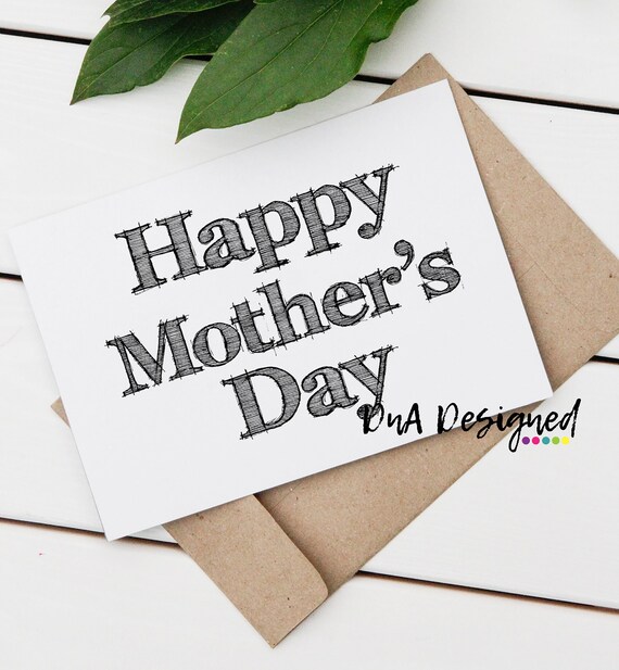 Happy Mothers Day Printable Black and White Card DIGITAL | Etsy