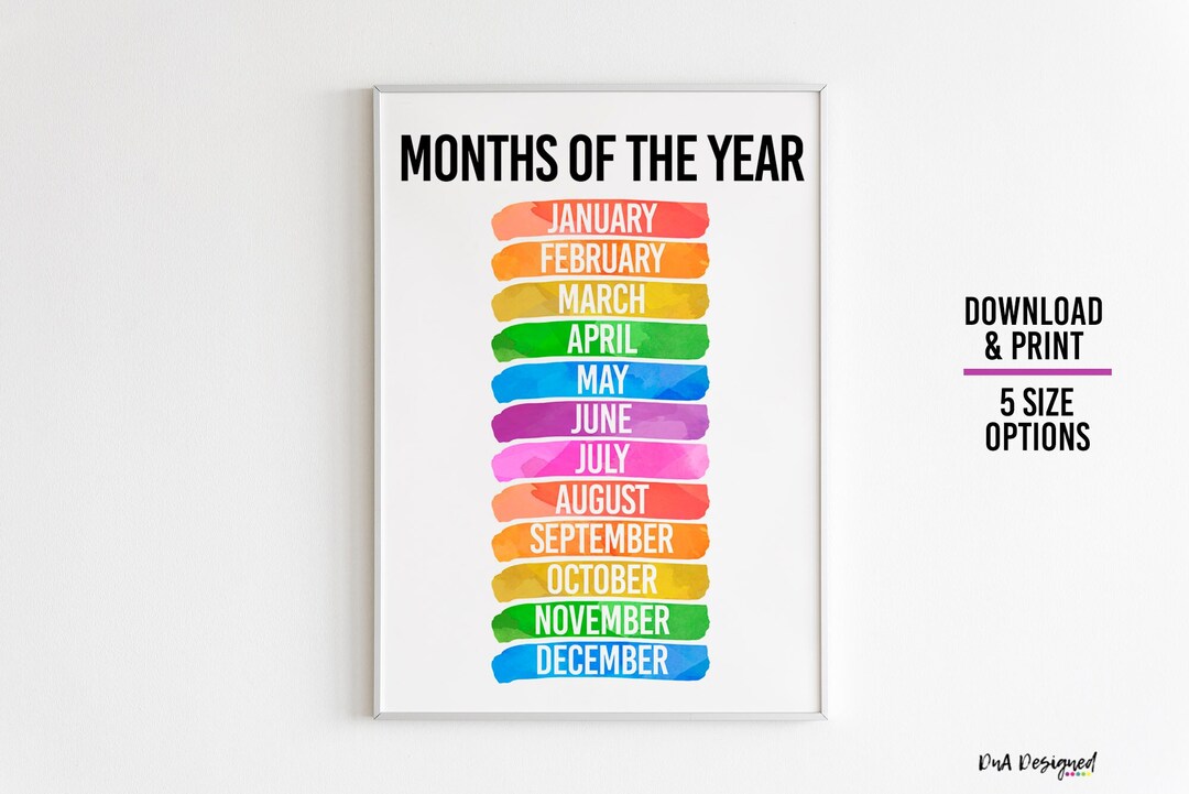 Months of the Year Pastel Printable for Kids at Home Learning - Etsy