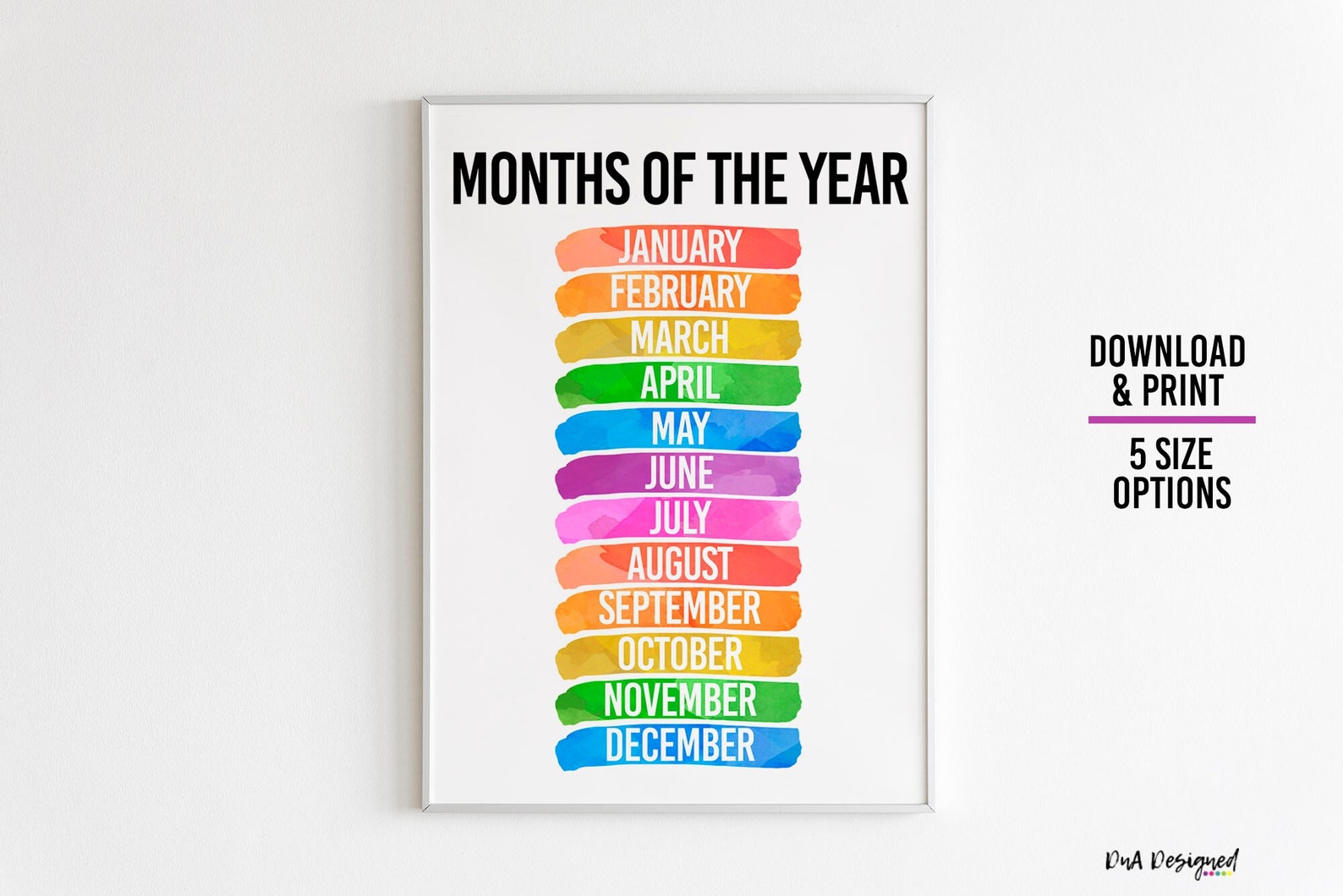 Months of the Year Pastel Printable for Kids at Home Learning DIGITAL ...