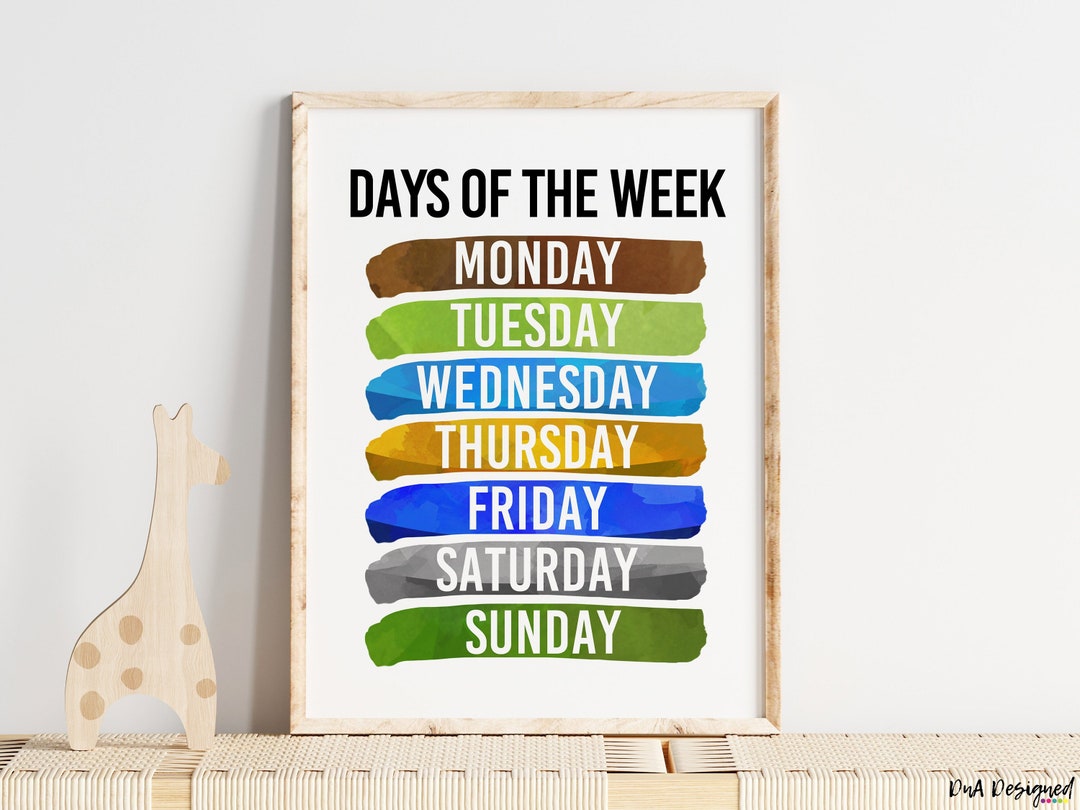 Days of the Week Watercolor Printable for Kids at Home Learning ...