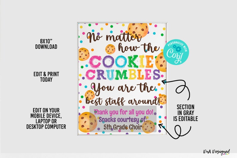 Teacher Appreciation Cookie Crumble Staff Print (digital Download) - Etsy