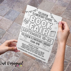 Editable School Book Fair Coloring Printable for PTA PTO School ...