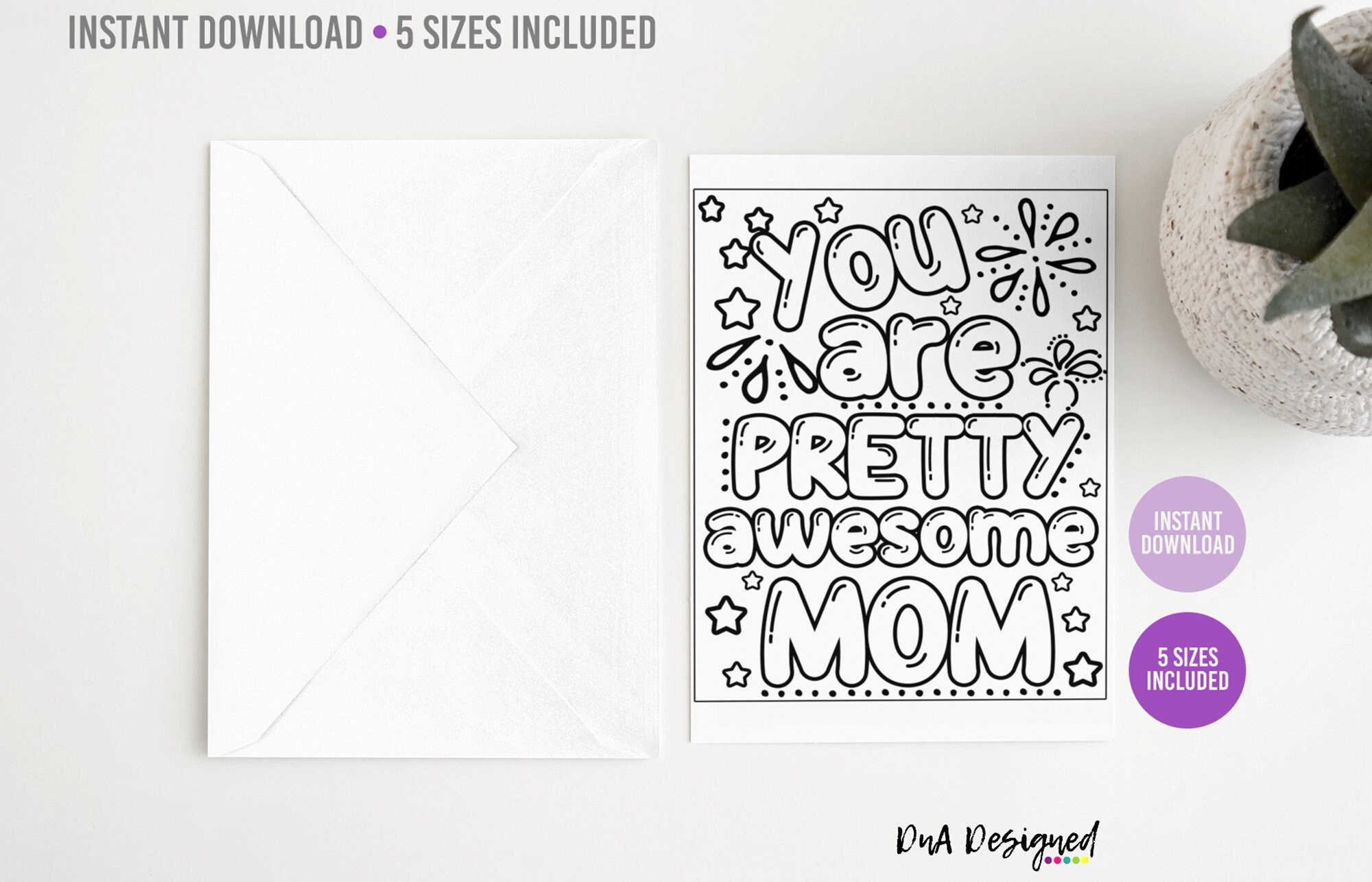 Coloring Page for Mother's Day Instant Download - Happy Mother's Day ...