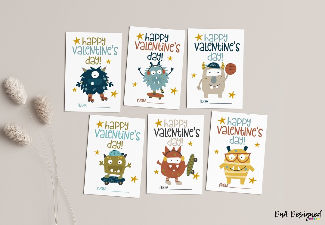 Editable Monster Valentine DIY Print Cards for Kids - DIGITAL ...