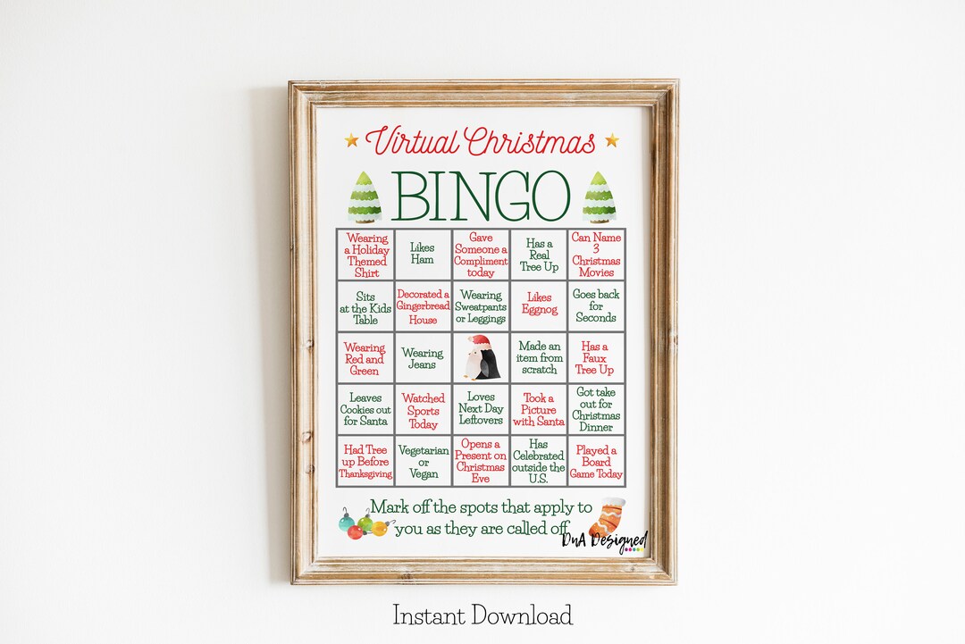 Virtual Christmas BINGO DIGITAL Instant Download for - Etsy