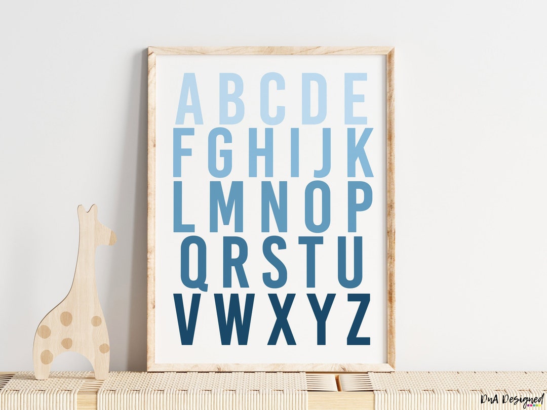 Printable Blue Shades ABC DIGITAL Print - Instant Download Nursery or ...