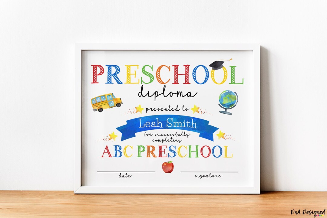 Pre-school Graduation Diploma for Last Day of Prek - DIGITAL or Printed ...