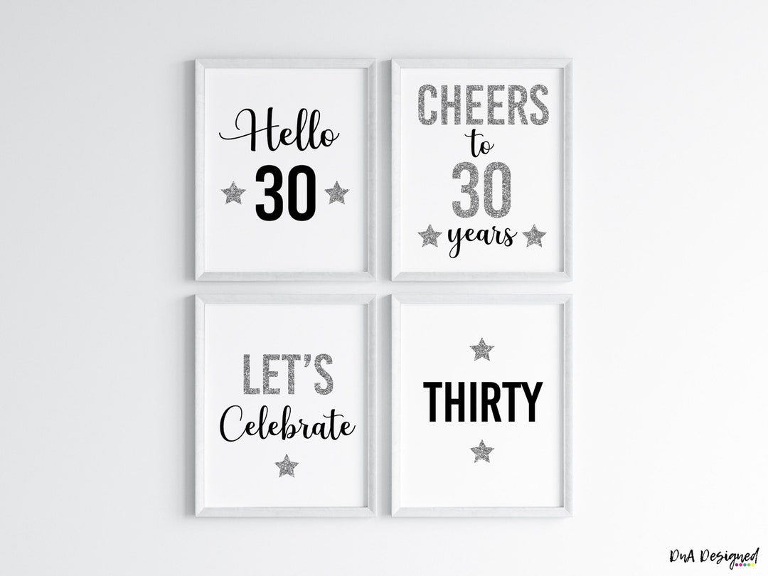 30th Birthday Printable Glitter Signs for Parties - Instant Download ...