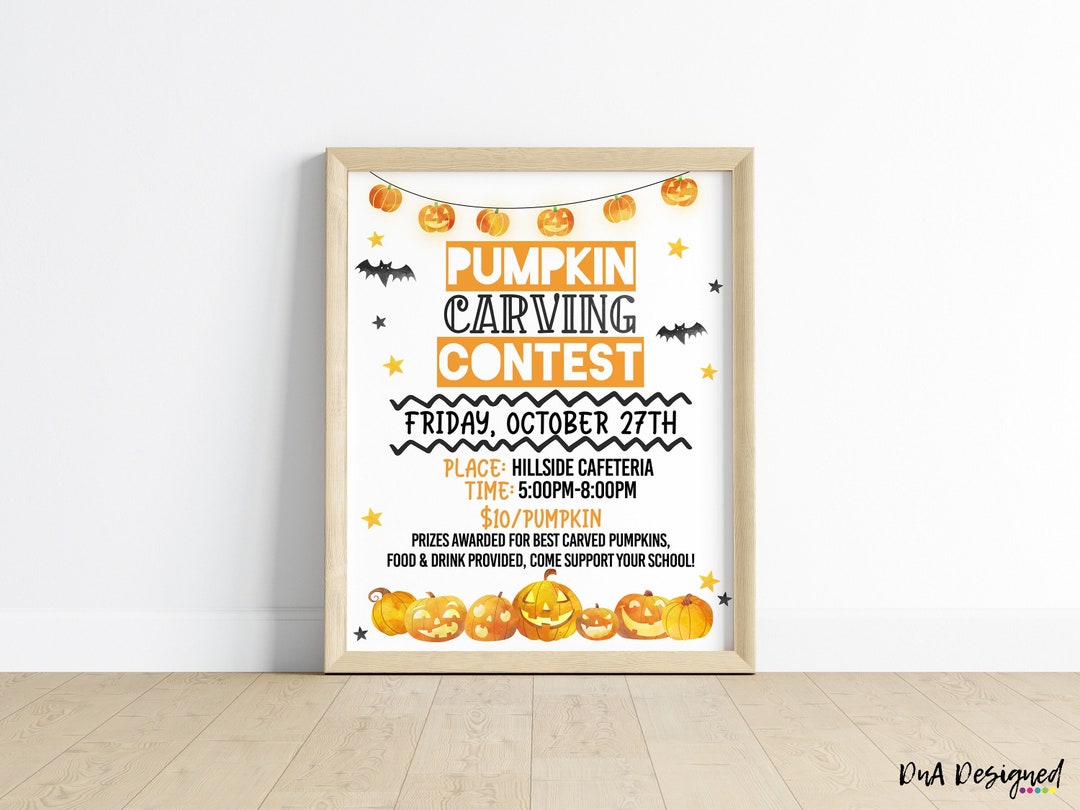 Editable Halloween Pumpkin Carving Contest Printable for PTA PTO School ...