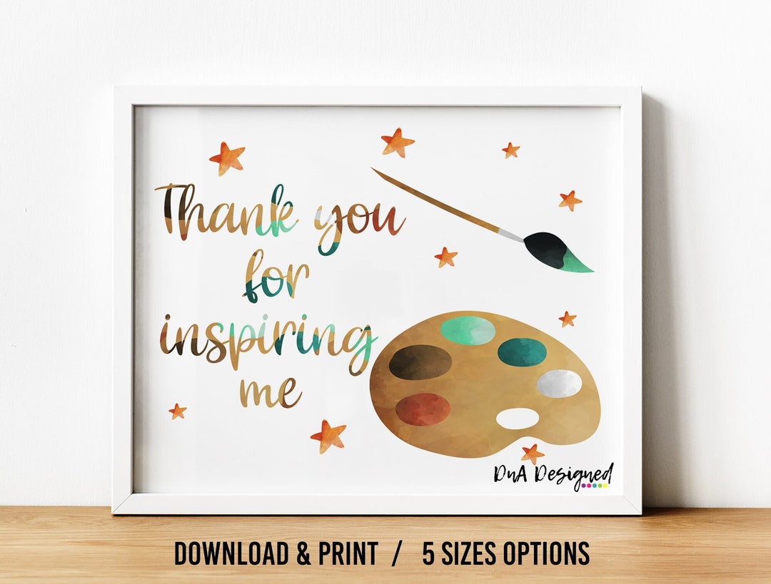 Thank You Art Teacher DIGITAL Watercolor Print Thank You for - Etsy