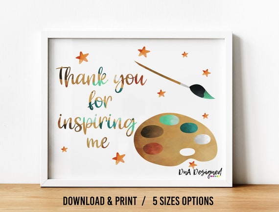 Thank You Art Teacher DIGITAL Watercolor Print Thank You for - Etsy