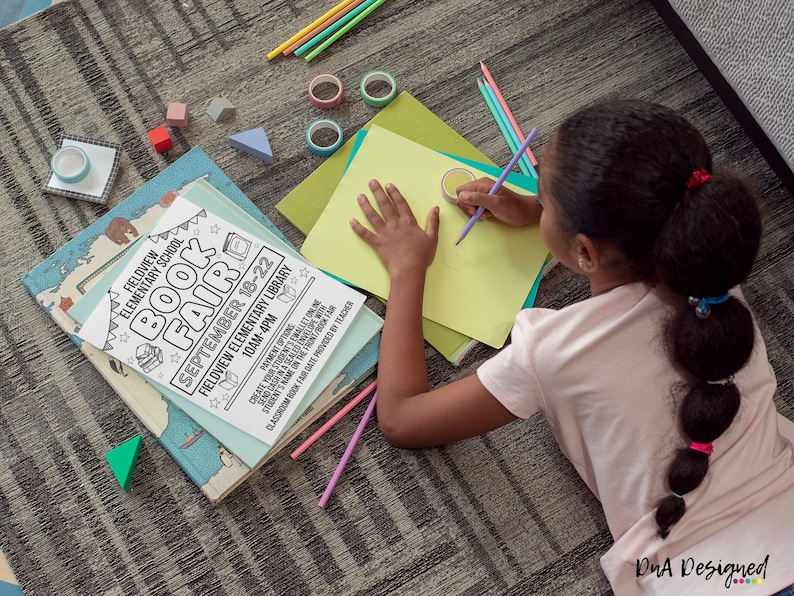 Editable Book Fair Coloring Page Flyer – PTA/PTO Fundraiser (corjl) - Etsy