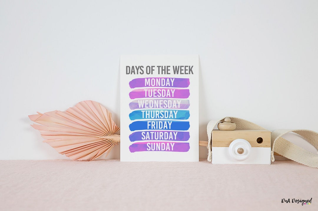 Days of the Week Watercolor Printable for Kids at Home Learning ...