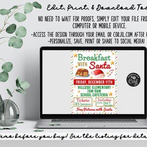 Custom School Breakfast With Santa Printable for PTA PTO School ...
