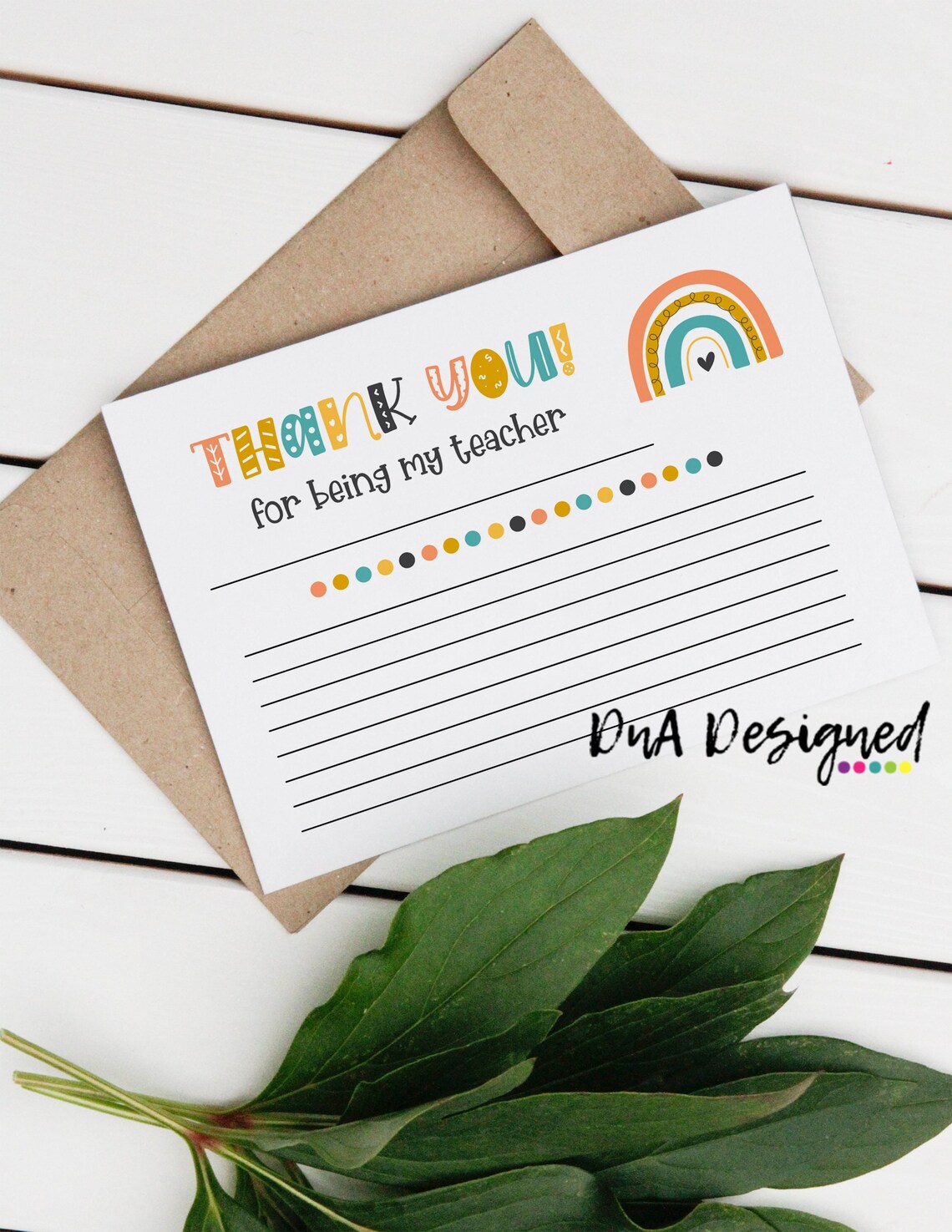 Thank You for Being My Teacher Rainbow Compliment Card DIGITAL | Etsy
