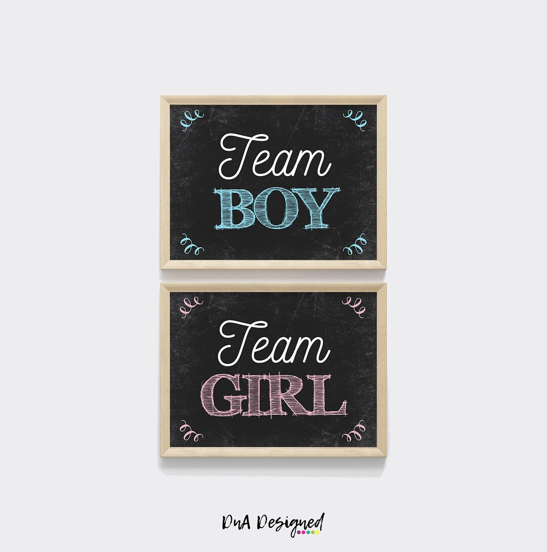 Team Boy or Team Girl Chalkboard Prints – Baby Shower Gender Reveal ...