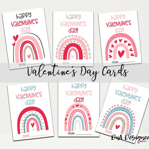 Rainbow Valentine Kid Valentine INSTANT DIGITAL DOWNLOAD - Etsy
