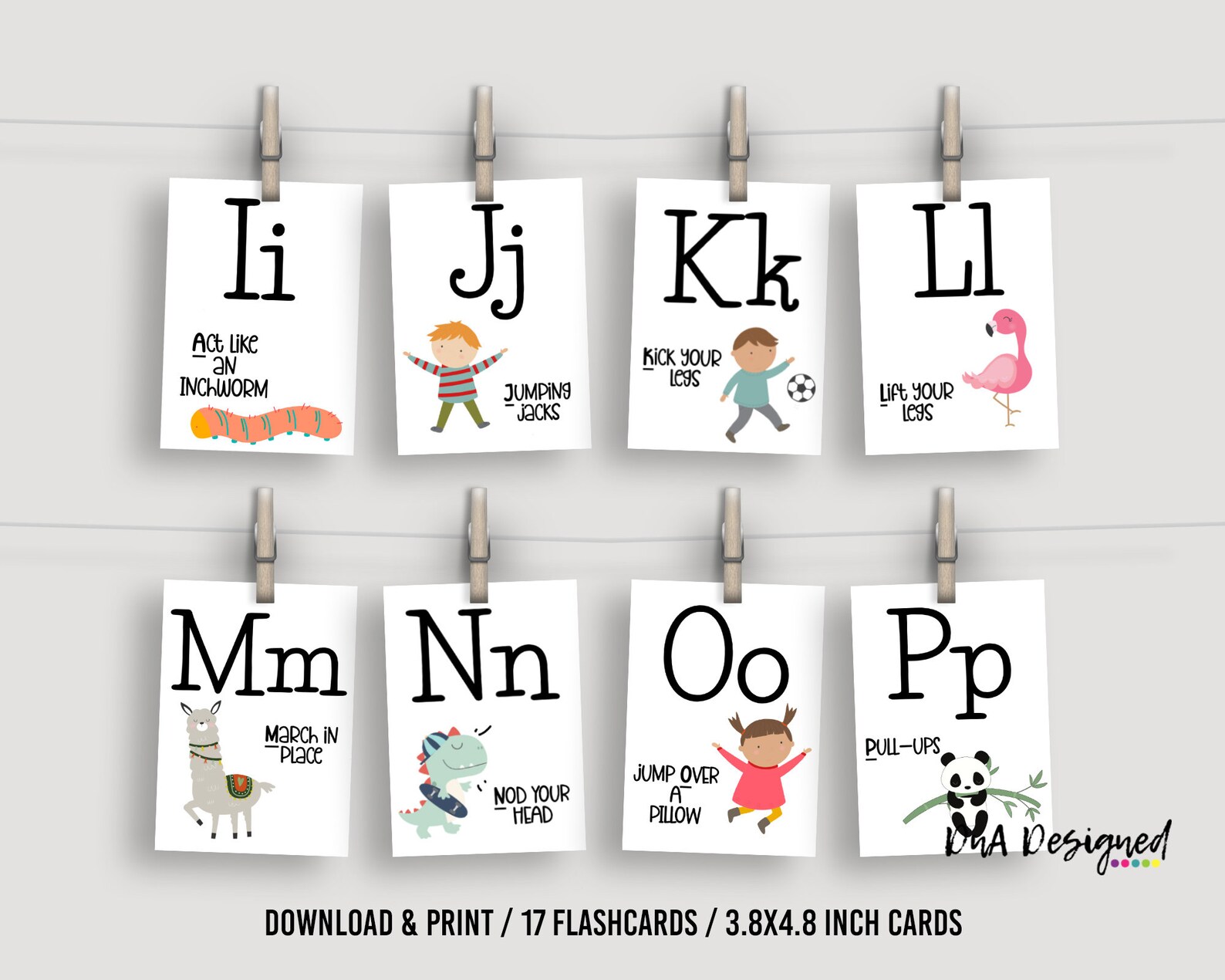 Printable Exercise Learn My ABC DIY Print Flash Cards for Kids - Etsy