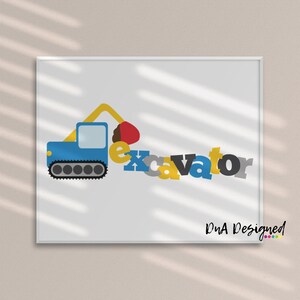 Excavator DIGITAL Print - Instant Download DIY Construction Room Art ...
