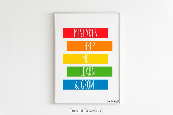 Mistakes Help Me Learn and Grow Rainbow DIGITAL Print for Kids | Etsy