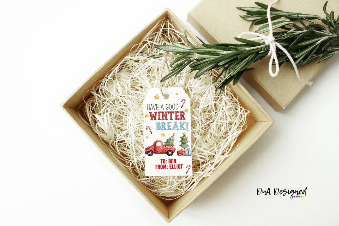 Editable Winter Break Gift Tag - School Holiday Truck (digital File) - Etsy
