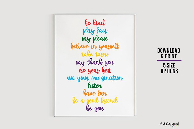 Classroom Rules Poster DIGITAL Print for Teachers - Playroom Wall Art ...