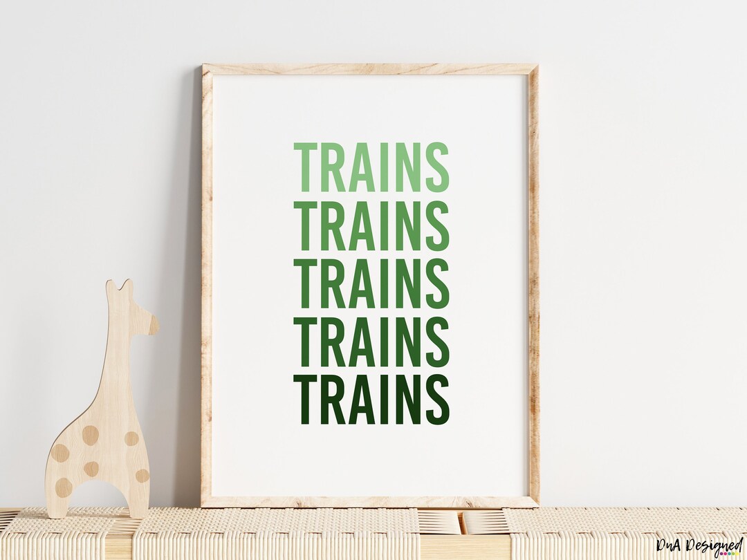 Trains Trains Trains Shades of Green DIGITAL Print - Freight Train ...