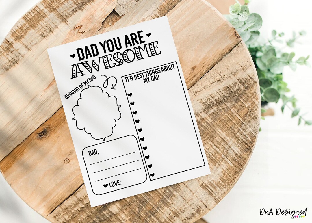 Dad You Are Awesome Activity Page for Father's Day - Instant Download ...