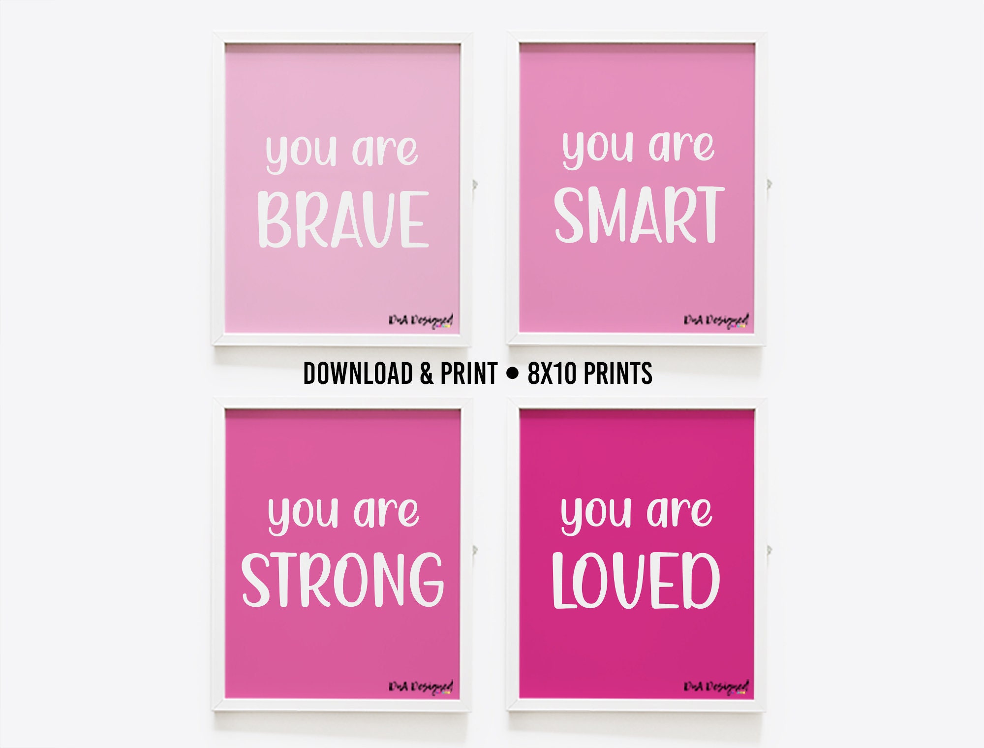 Brave Smart Strong Loved Prints, Pink Kids Decor (digital Download) - Etsy