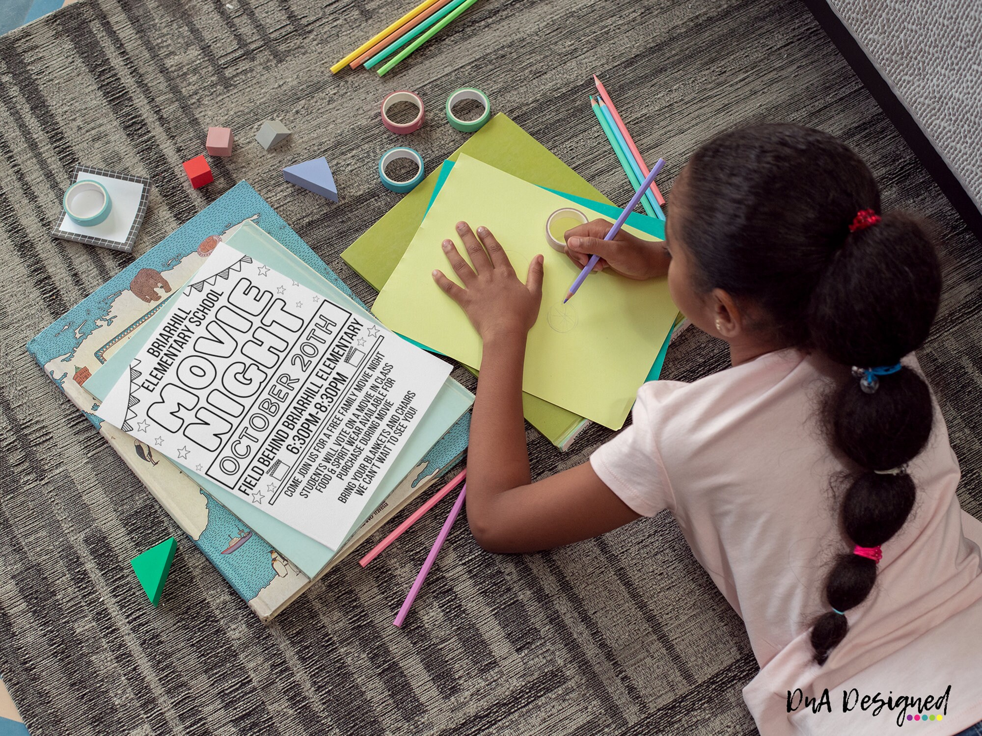 Editable School Movie Night Coloring Printable for PTA PTO School ...