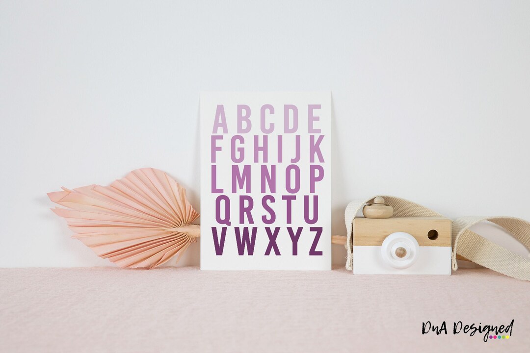 Printable Purple Shades ABC DIGITAL Print - Instant Download Nursery or ...