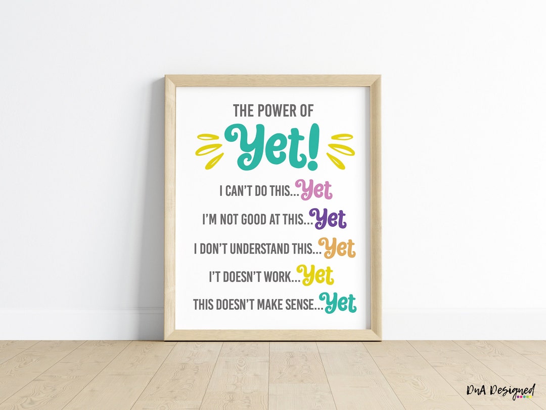 Power of yet Classroom Decor DIGITAL Print - Instant Download Positive ...