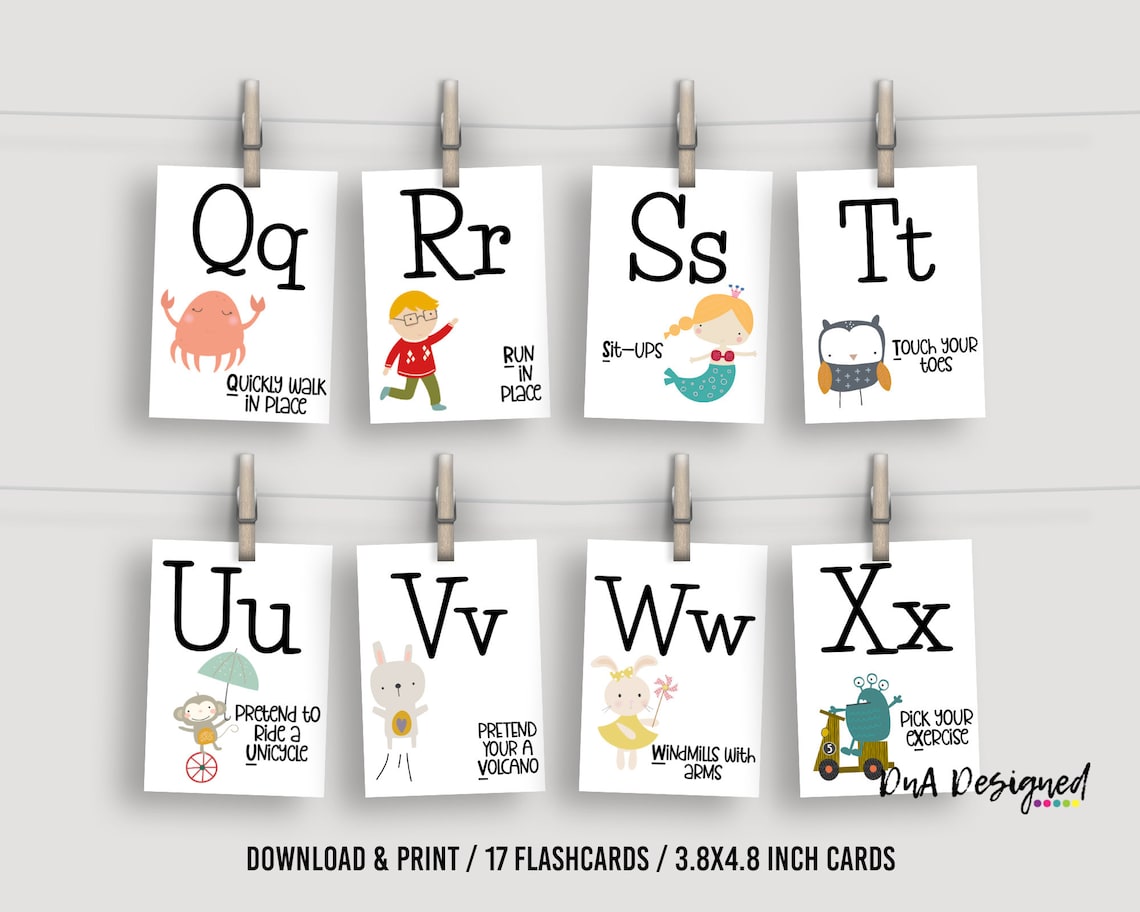 Printable Exercise Learn My ABC DIY Print Flash Cards for Kids - Etsy