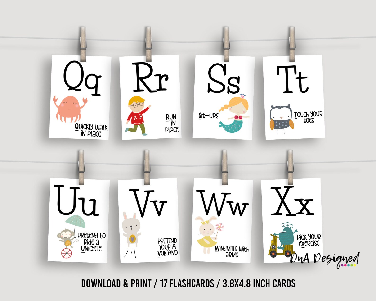 Printable Exercise Learn My ABC DIY Print Flash Cards for Kids - Etsy