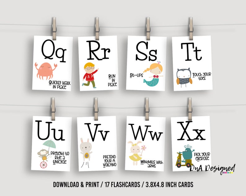 Printable Exercise Learn My ABC DIY Print Flash Cards for Kids - Etsy