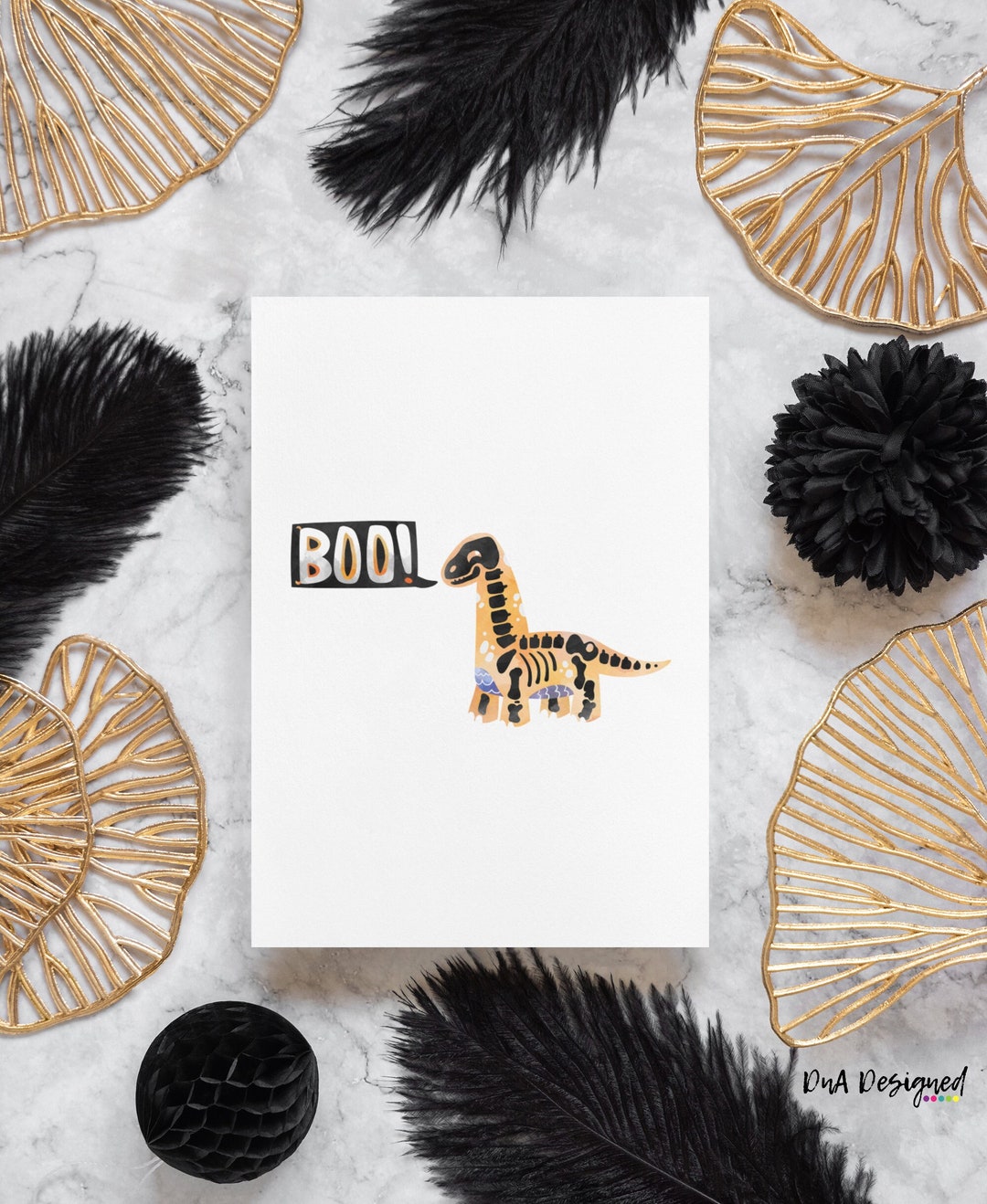 Boo! Skeleton Dinosaur Halloween 2024 Printable DIY - October 31st ...