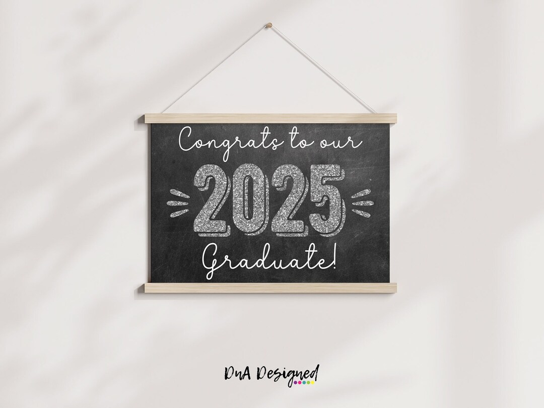 2025 Graduation Sign – Silver Glitter, Congrats Seniors (digital ...