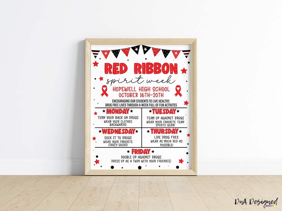 Editable School Red Ribbon Week Printable Flyer for Schools PTO PTA ...