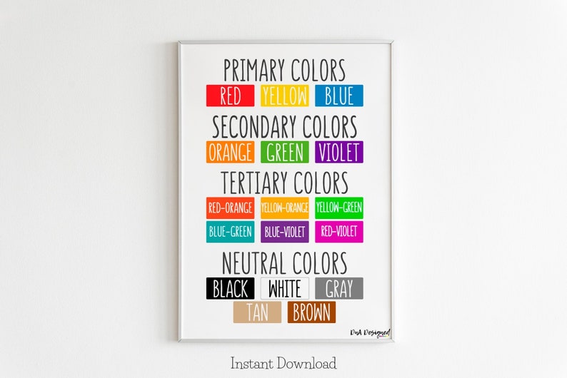 Color Chart Printable for Kids at Home Learning DIGITAL - Etsy