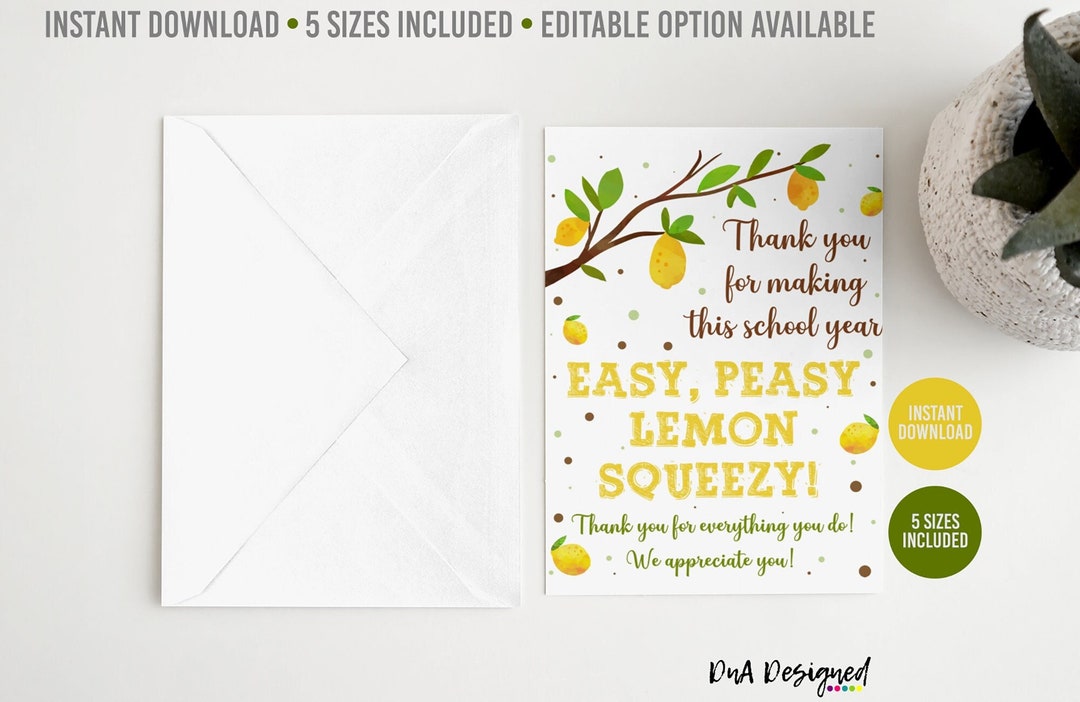 Teacher Appreciation Easy Peasy Lemon Squeezy Poster Thank - Etsy