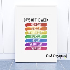 Days of the Week Watercolor Printable for Kids at Home Learning ...