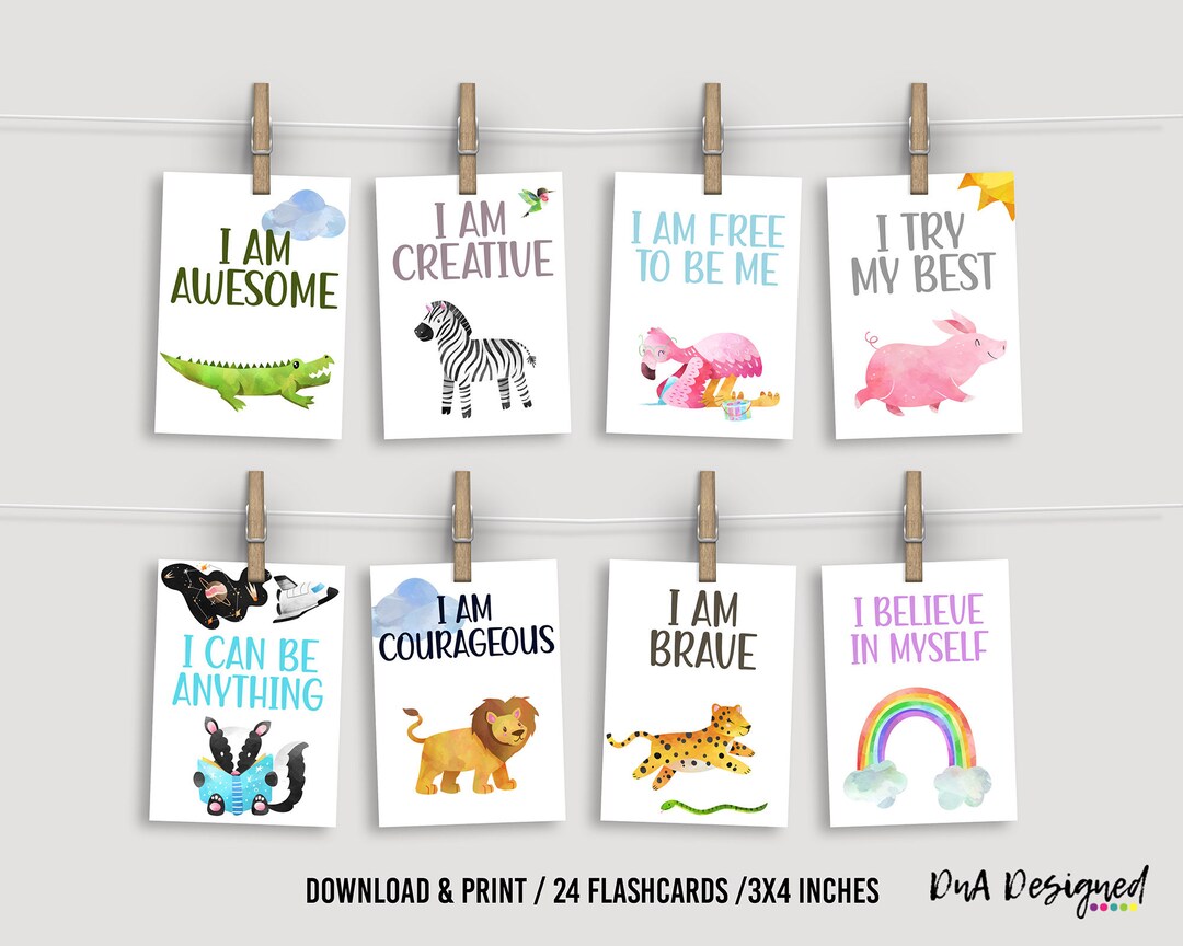24 Printable Positive Affirmations for Kids - DIGITAL Instant Download ...