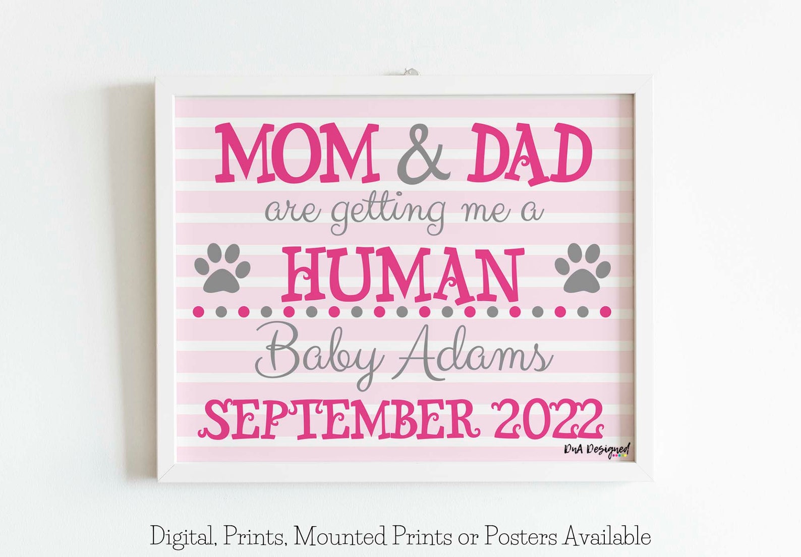 Mom and Dad Are Getting Us a Human Print Pregnancy Reveal | Etsy