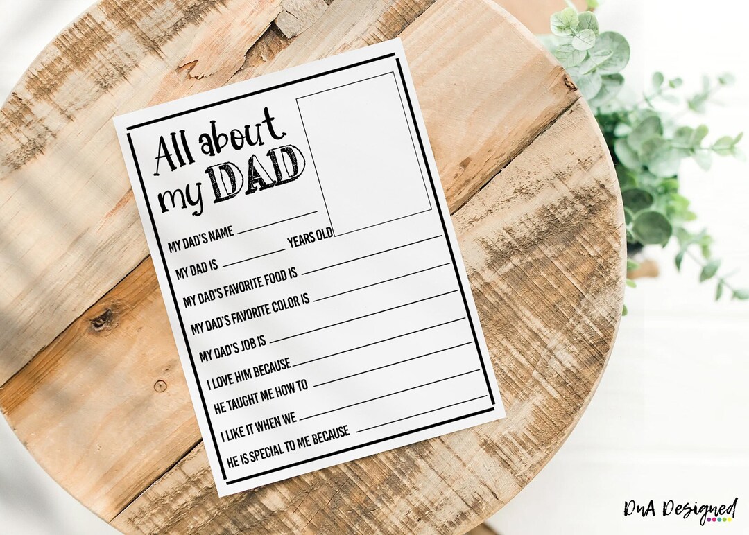 Father's Day Activity Page - All About My Dad Interview (digital ...
