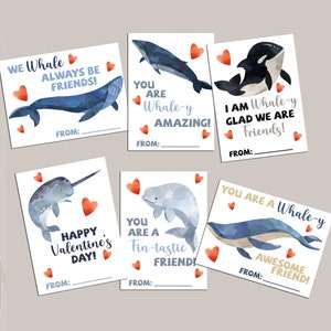 Whale Valentine DIY Editable Print Cards for Kids - DIGITAL Narwhal ...